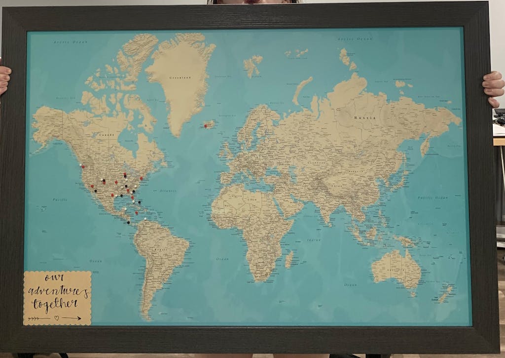 Teal Dream Push Pin Map | Teal Map of the World | Unique Map Design ...