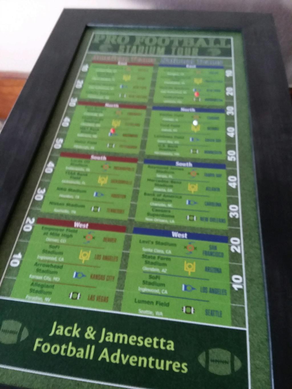 Travel List of Football Stadiums | Bucket List Art | Push Pin Travel Maps