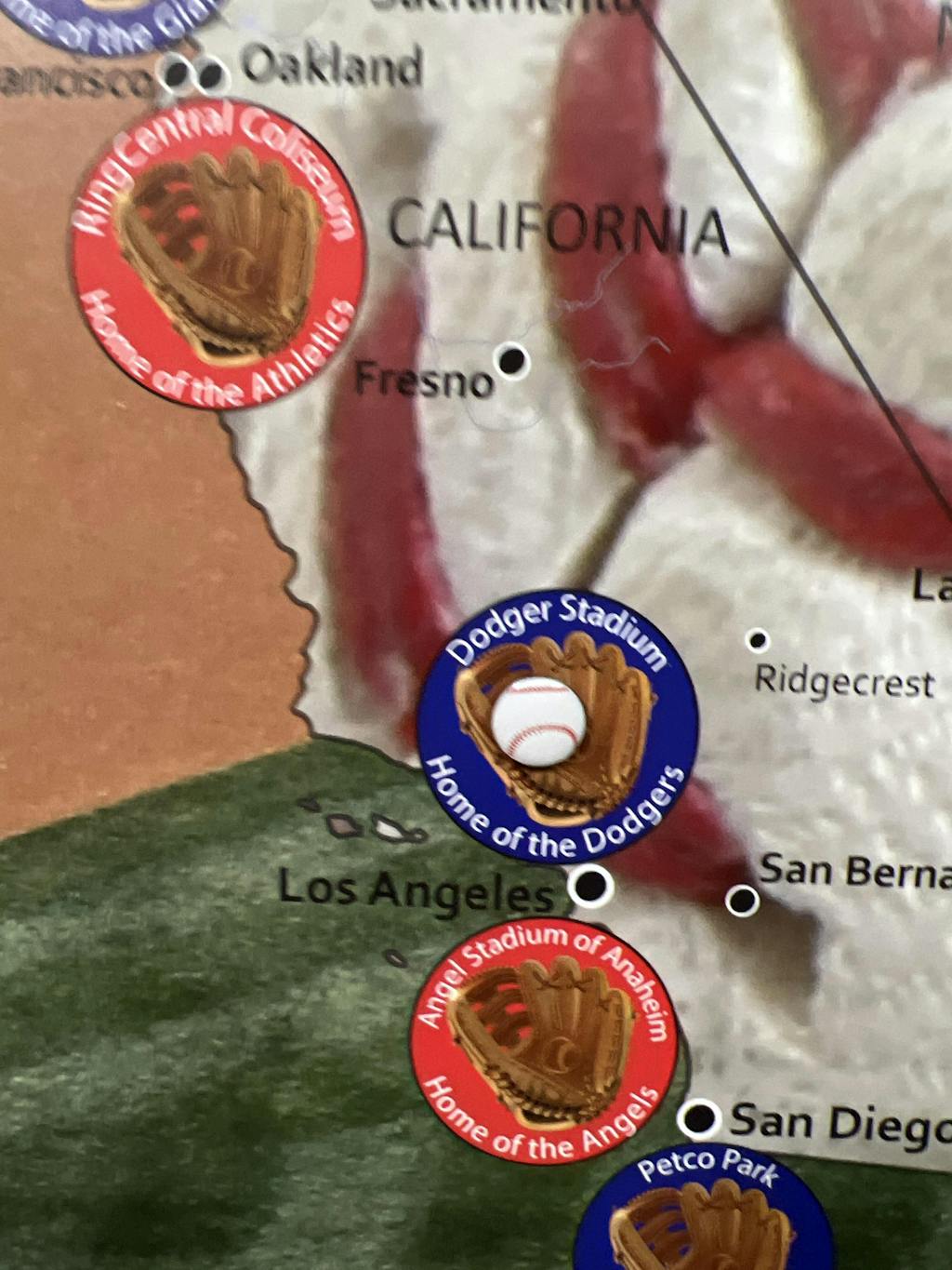 Baseball Stadium Adventures Map with Pins | MLB Travel Map - Push Pin ...