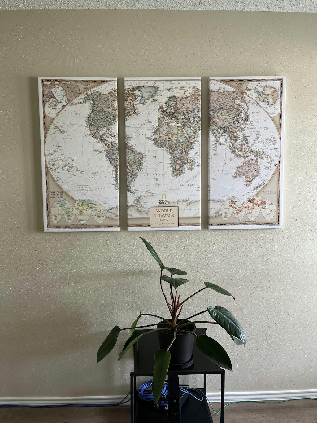 3-Panel Executive World Map | Large Canvas Wall Map – Push Pin Travel Maps