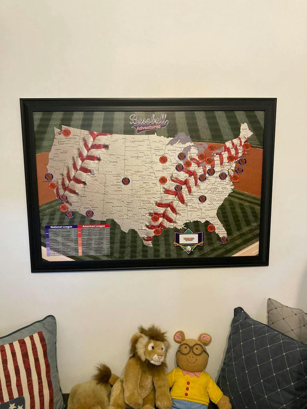 Baseball Stadium Adventures Map with Pins | MLB Travel Map – Push Pin ...