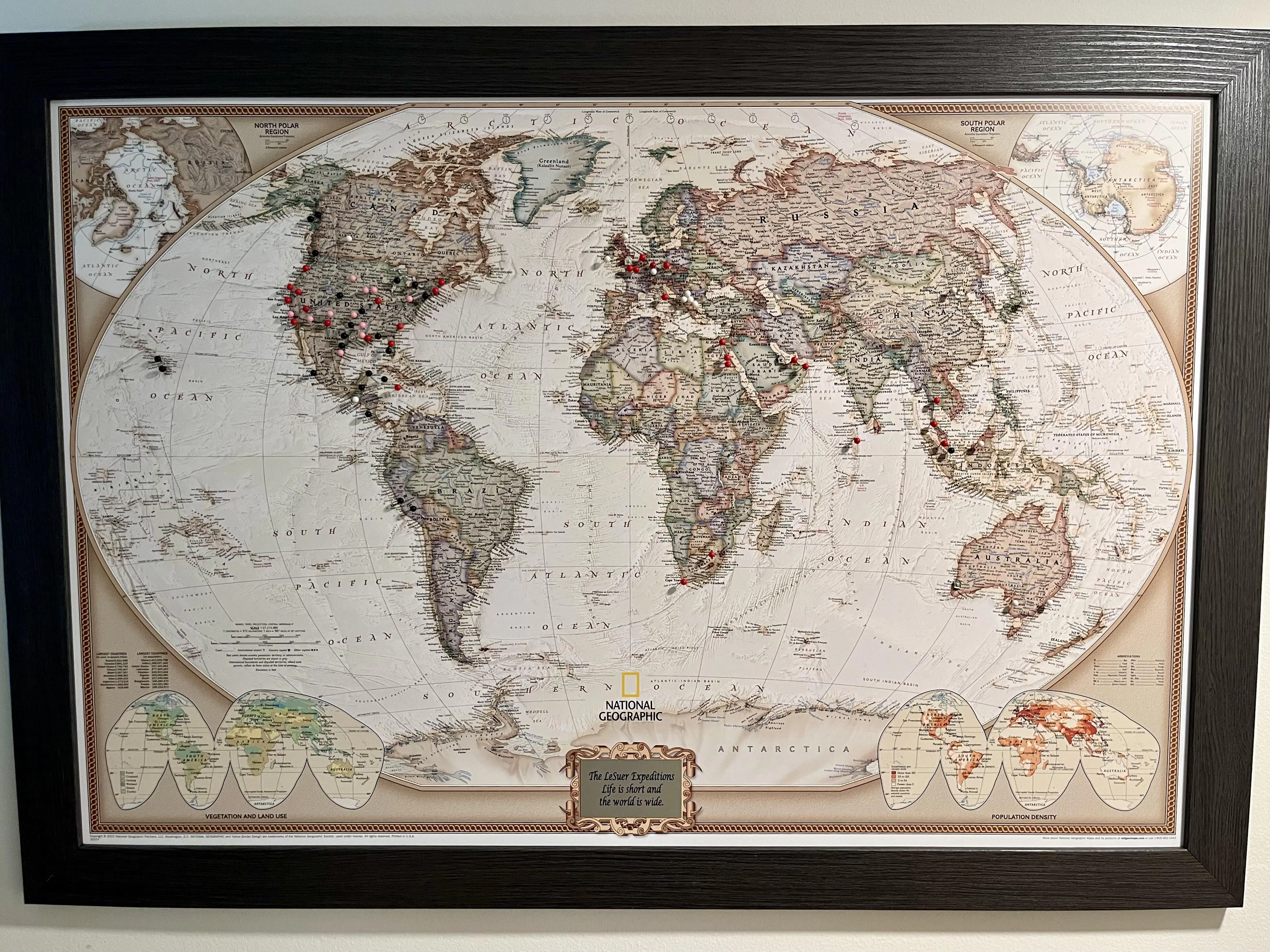 Executive World Travel Map | Old World Style Map with Pins – Push Pin ...