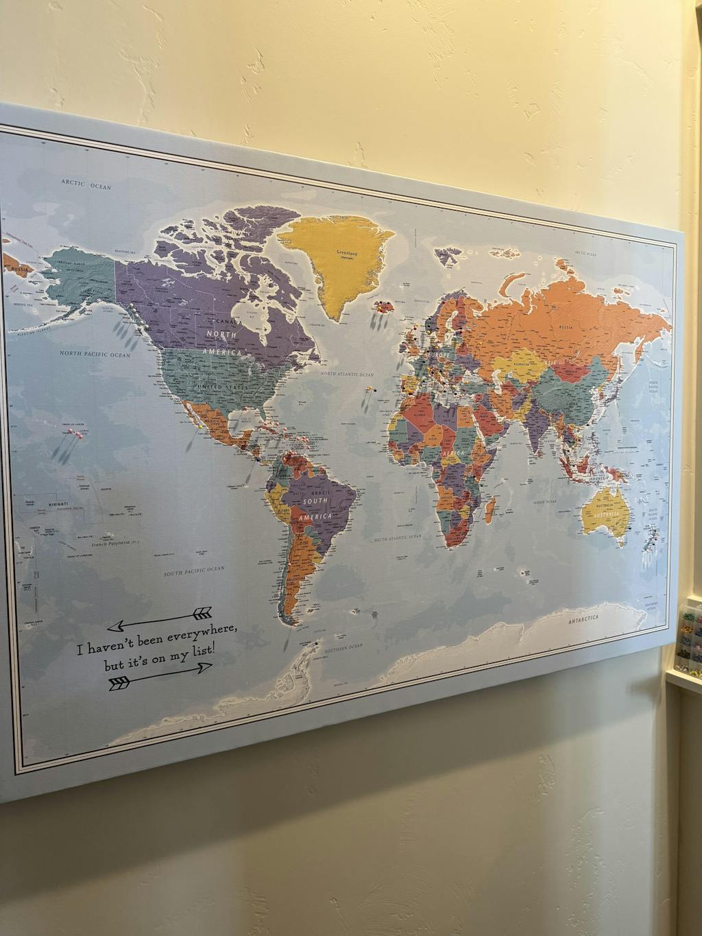 World Push Pin Map | Gallery Wrapped Large Canvas World Map – Push Pin ...