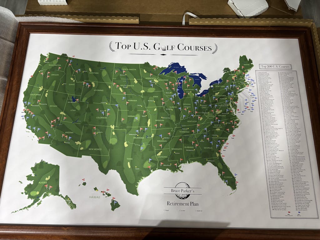 Canvas US Golf Courses Map | USA Golf Map | Golf Push Pin Travel Map ...