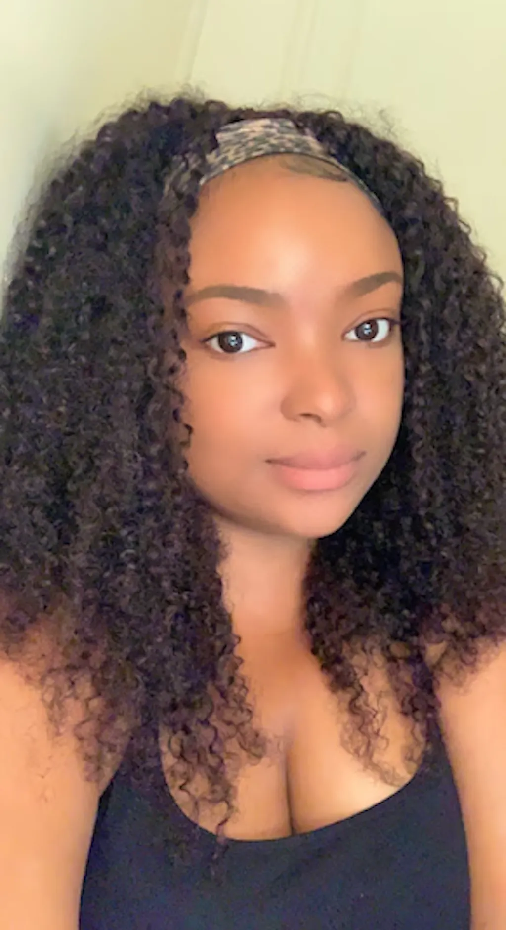 Headband Curly Wig Scarf Human Hair Virgin Human Hair Glueless Non Lace ...