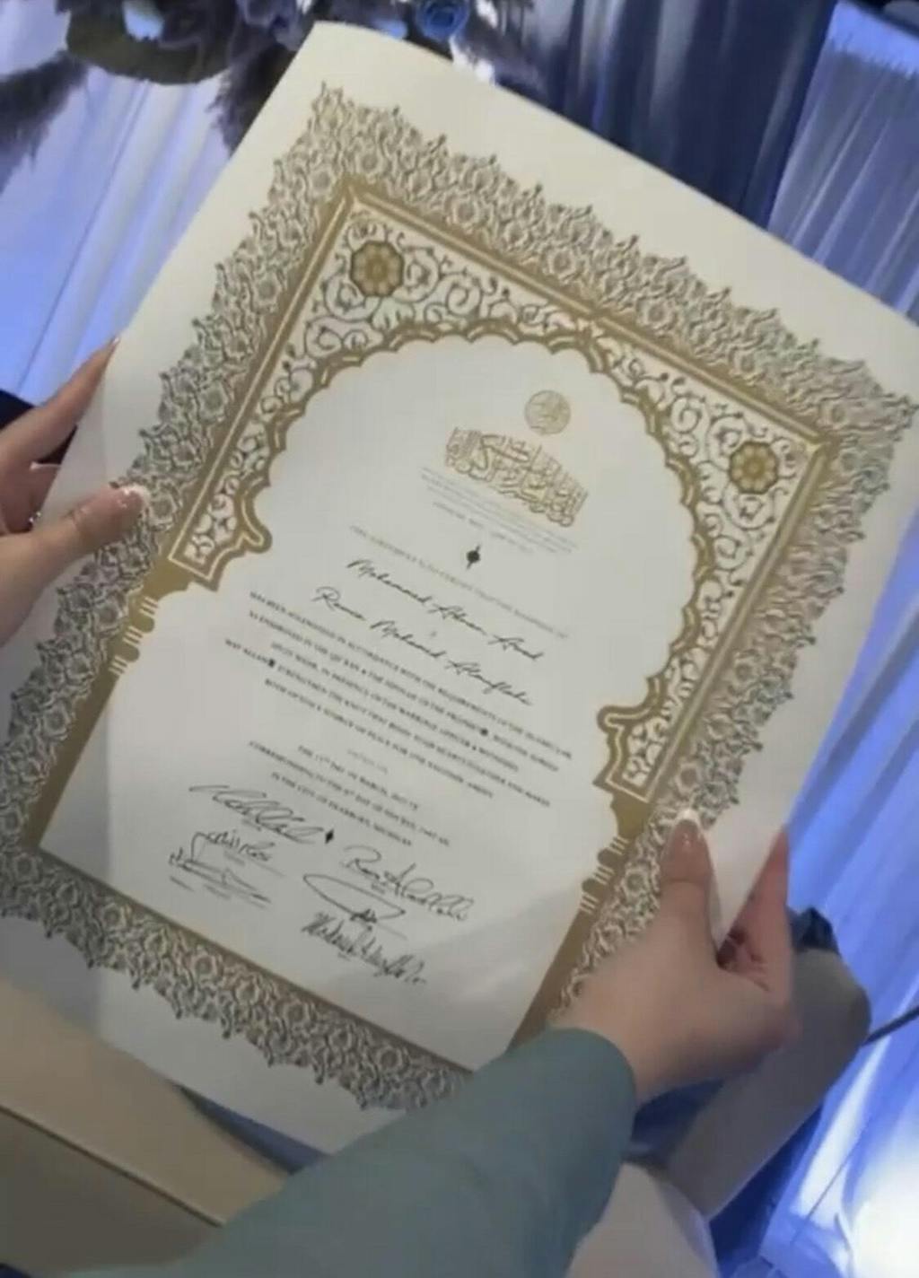 Royal Nikkah Certificate | Decorated Muslim Marriage Contract ...