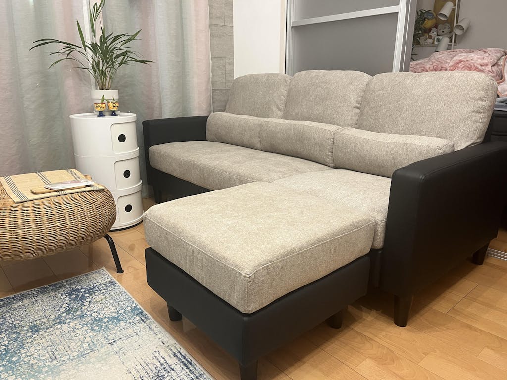 3人掛け＋オットマン カウチソファセット 『ESTERD エスタード』/ ファブリック×合皮のモダンで洗練されたデザイン – RASIK（ラシク）家具・インテリア専門店