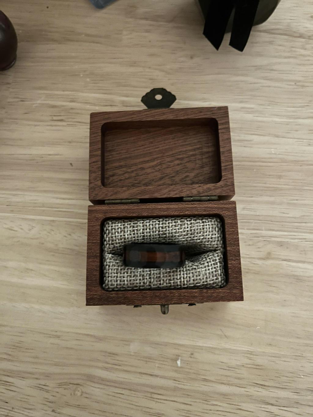 "Zeus" Hammered Tungsten Carbide Ring- Black with Snake Wood - RBL