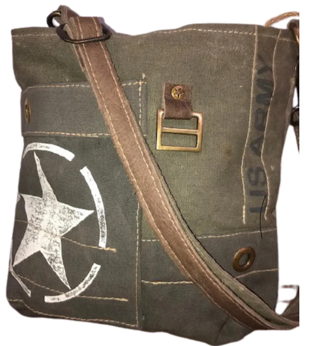 US Army Repurposed Sustainable Military Canvas Crossbody Bag ~ Ready t ...