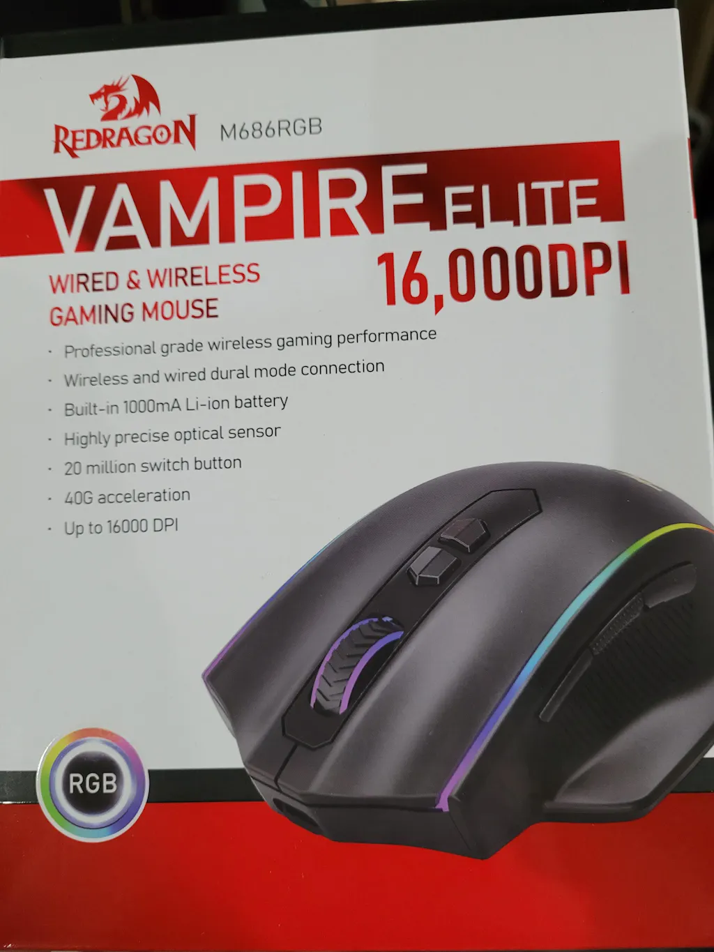 Redragon VAMPIRE ELITE M686 Wireless/Wired Gaming Mouse | 16000 DPI ...