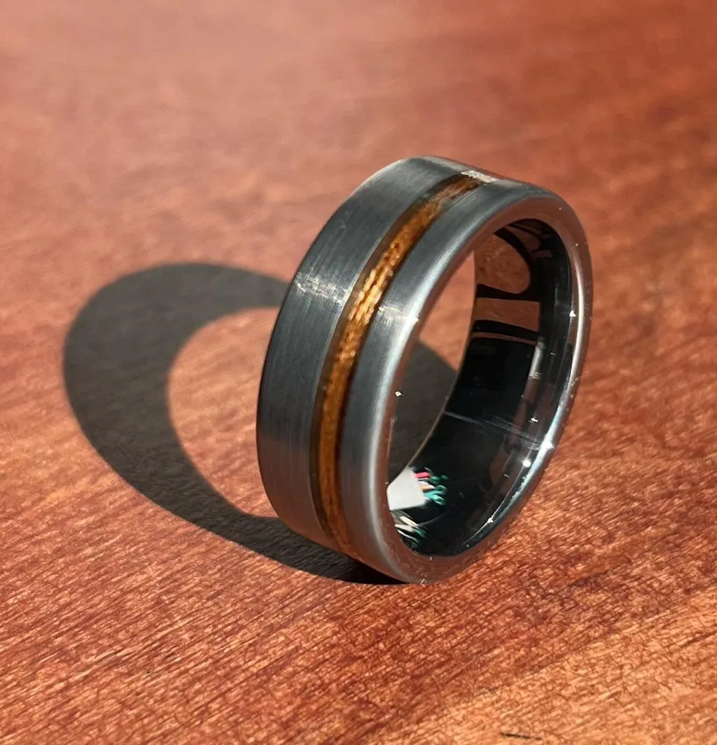 The Redwood Ring, Silver Brushed Tungsten and Genuine Sequoia Inlay ...