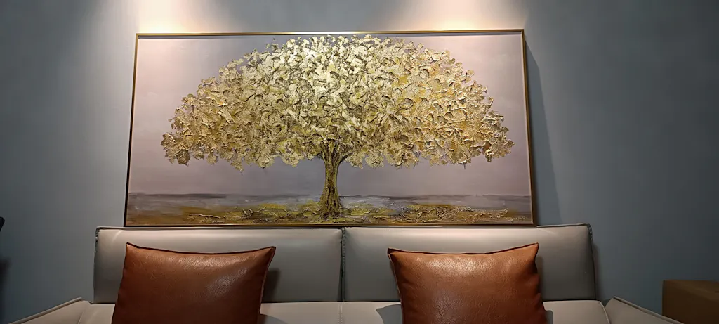 Golden Tree of Life Abstract Painting Vibrant Nature-Inspired Wall Art