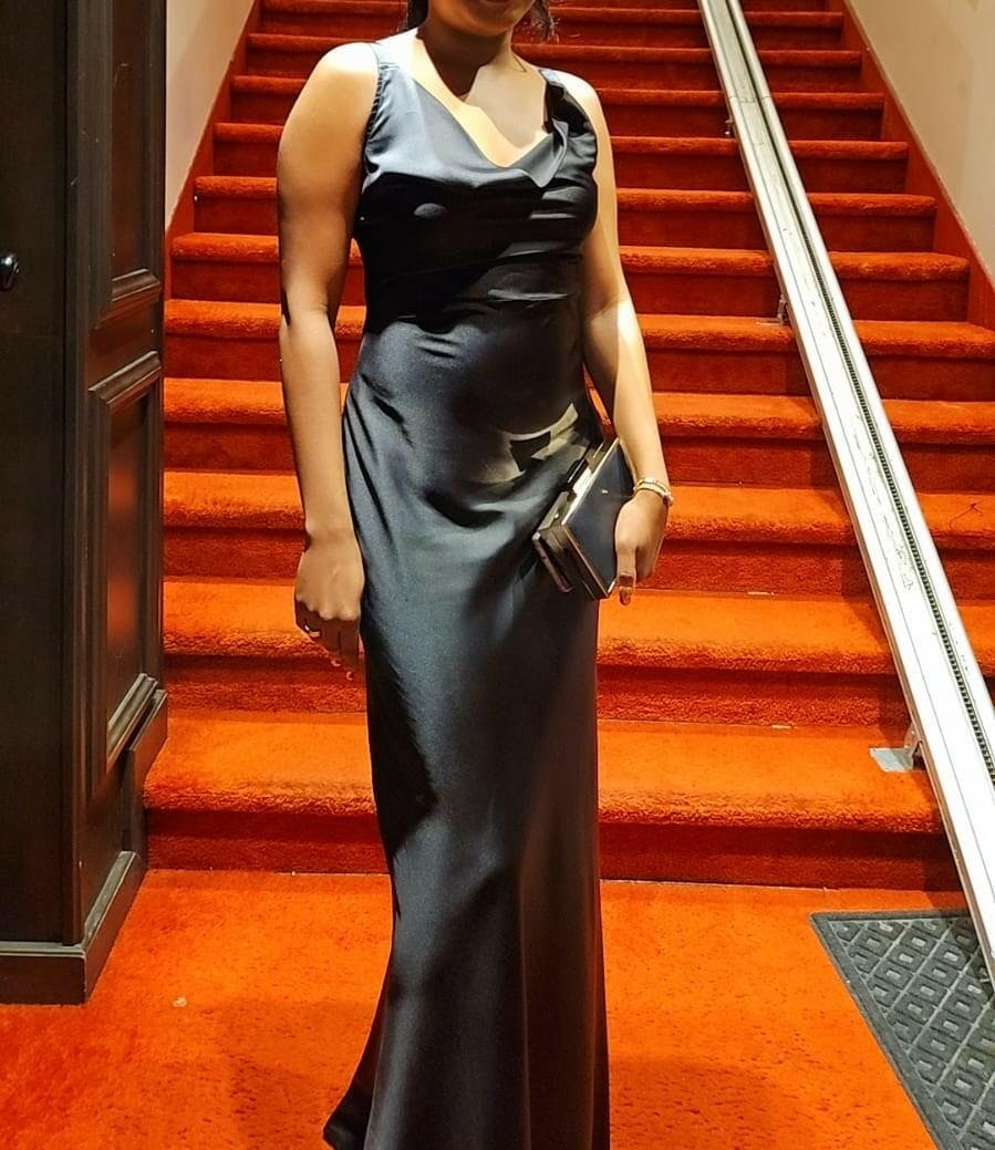 The Black Cowl Neck Sheath Satin Maxi Dress And Reviews Black Dresses