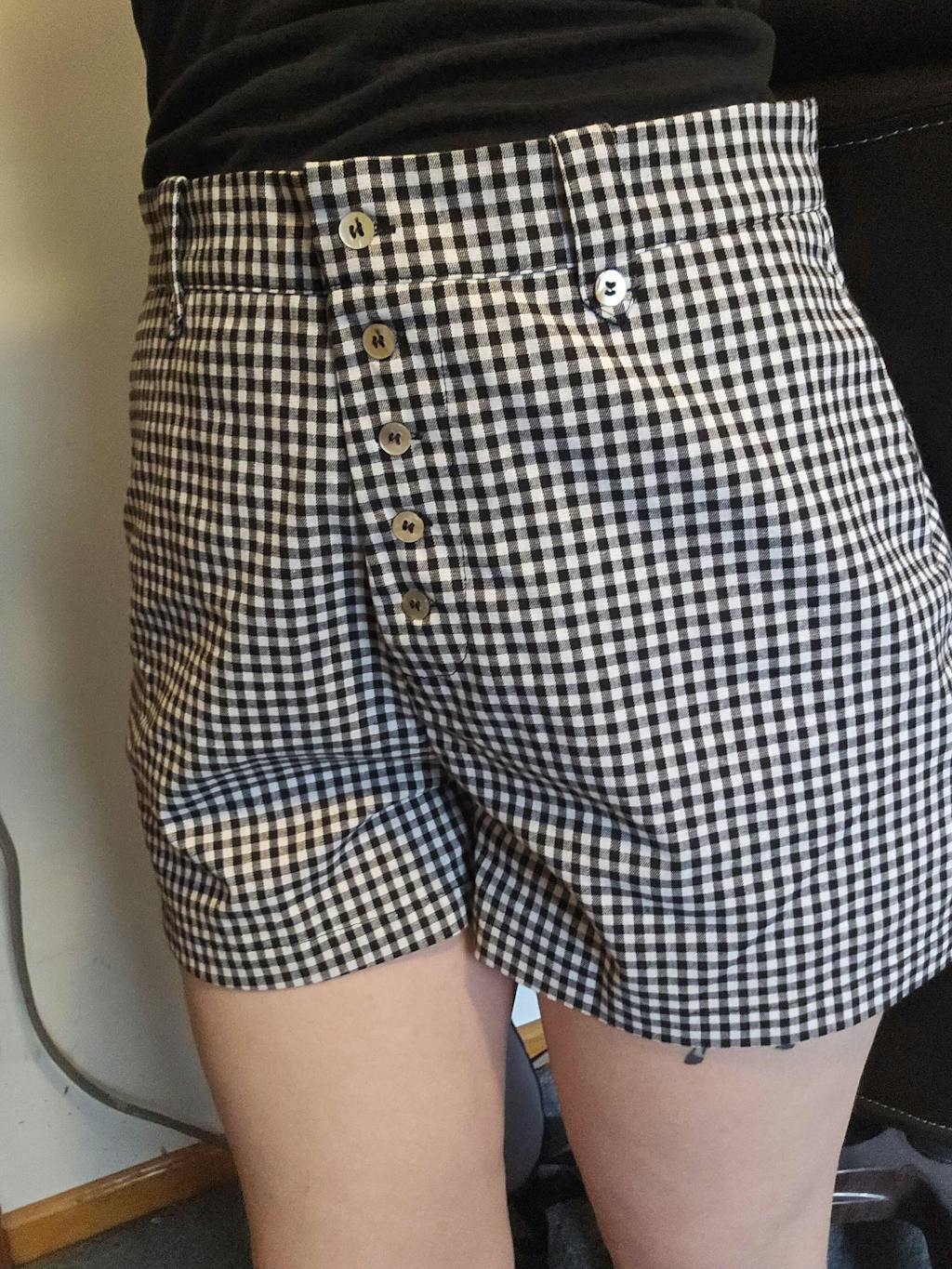The Black High Waisted Button Up Plaid Shorts - High Waisted Plaid ...