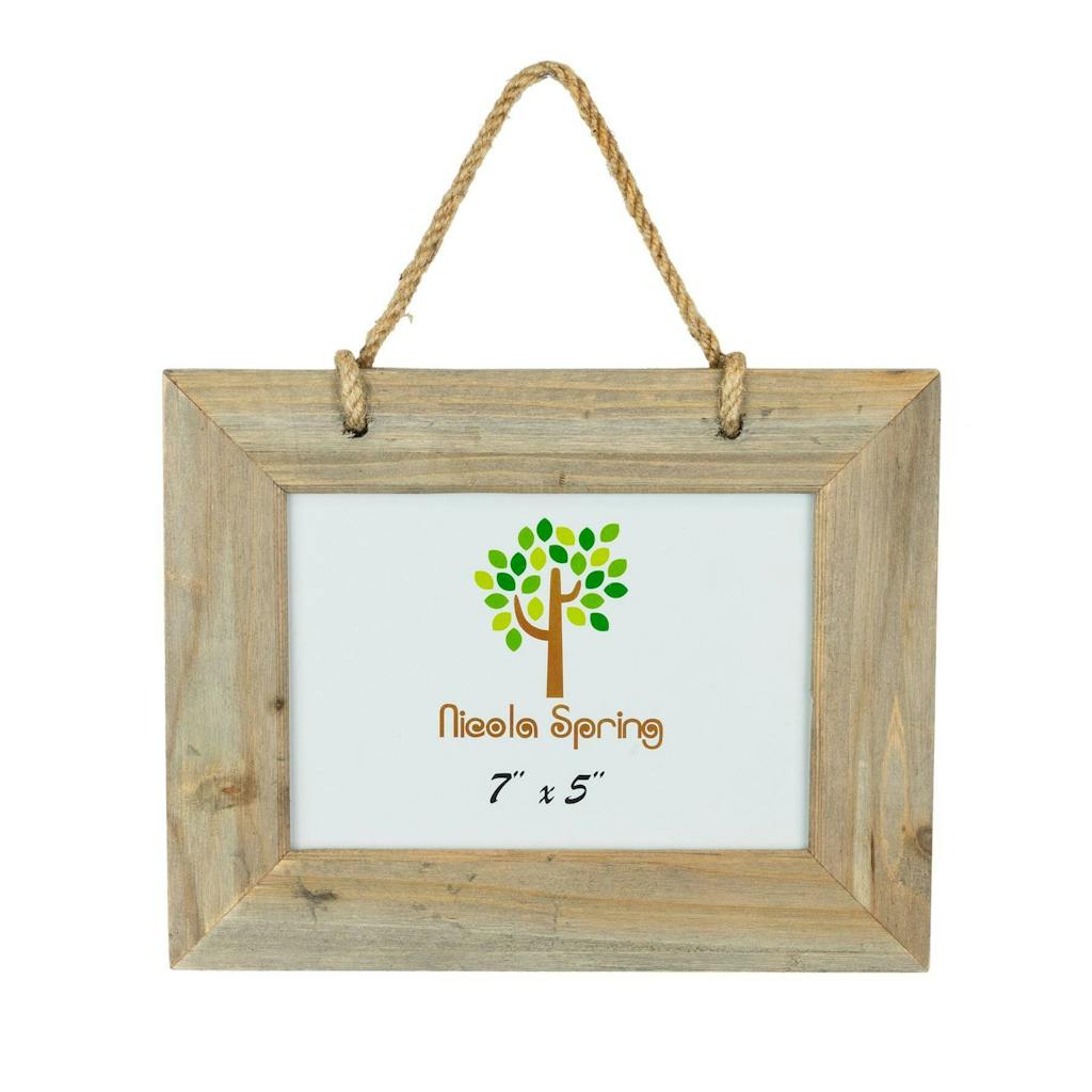 7" x 5" Natural Wooden Hanging Photo Frame - By Nicola Spring | Rinkit.com