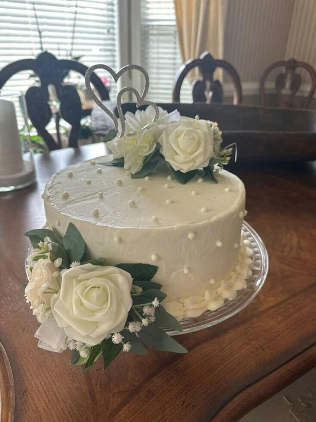 White and Sage Cake Topper Flowers Set - Rinlong Flower