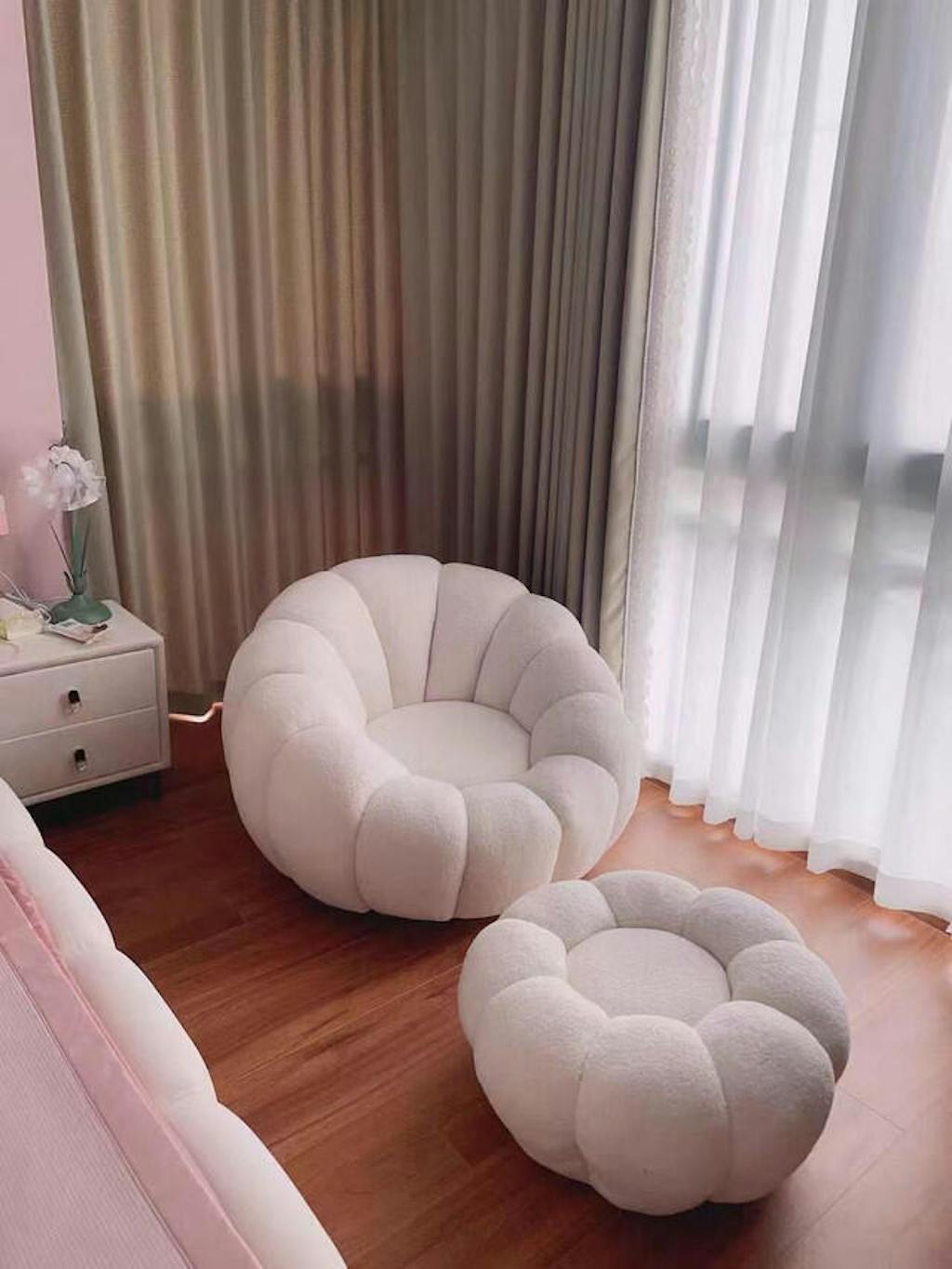 Get Cozy with our Pumpkin Armchair in White Boucle | Perfect for Your ...