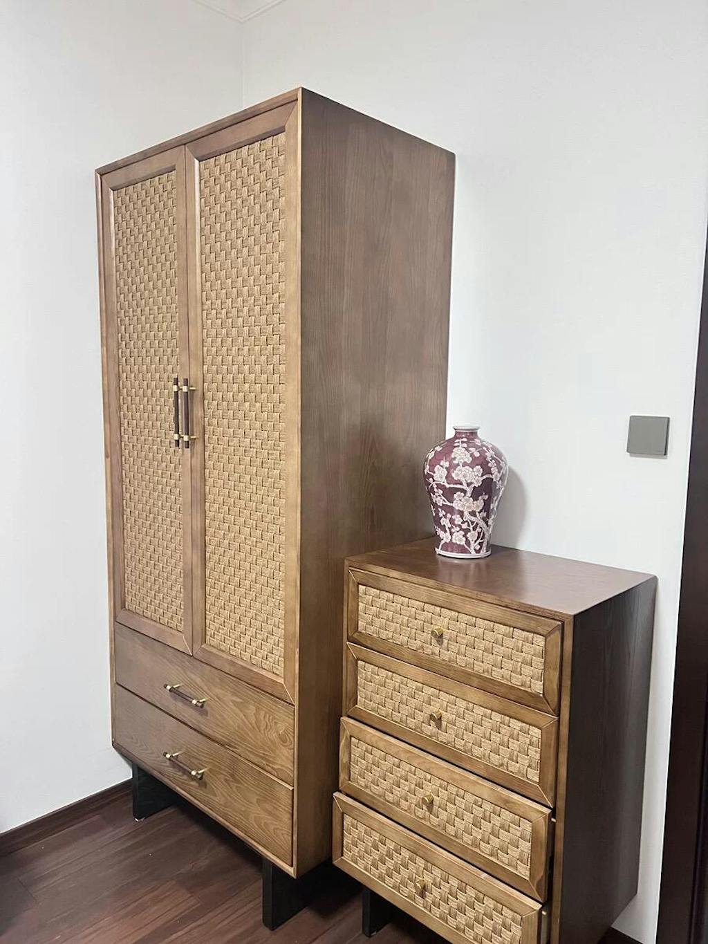 Kaylee Rattan Wardrobe: Modern Minimalist Oak Furniture oak furniture ...
