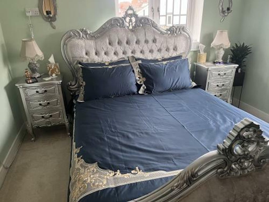 Midnight Blue Golden Jacquard Duvet Cover Set Luxury Designer Bedding ...