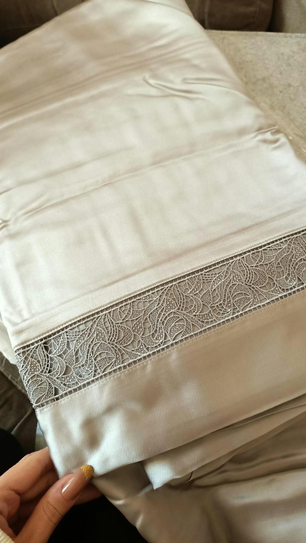 Annabelle Silver Grey Lace Luxury Duvet Cover Set – Roomie Design