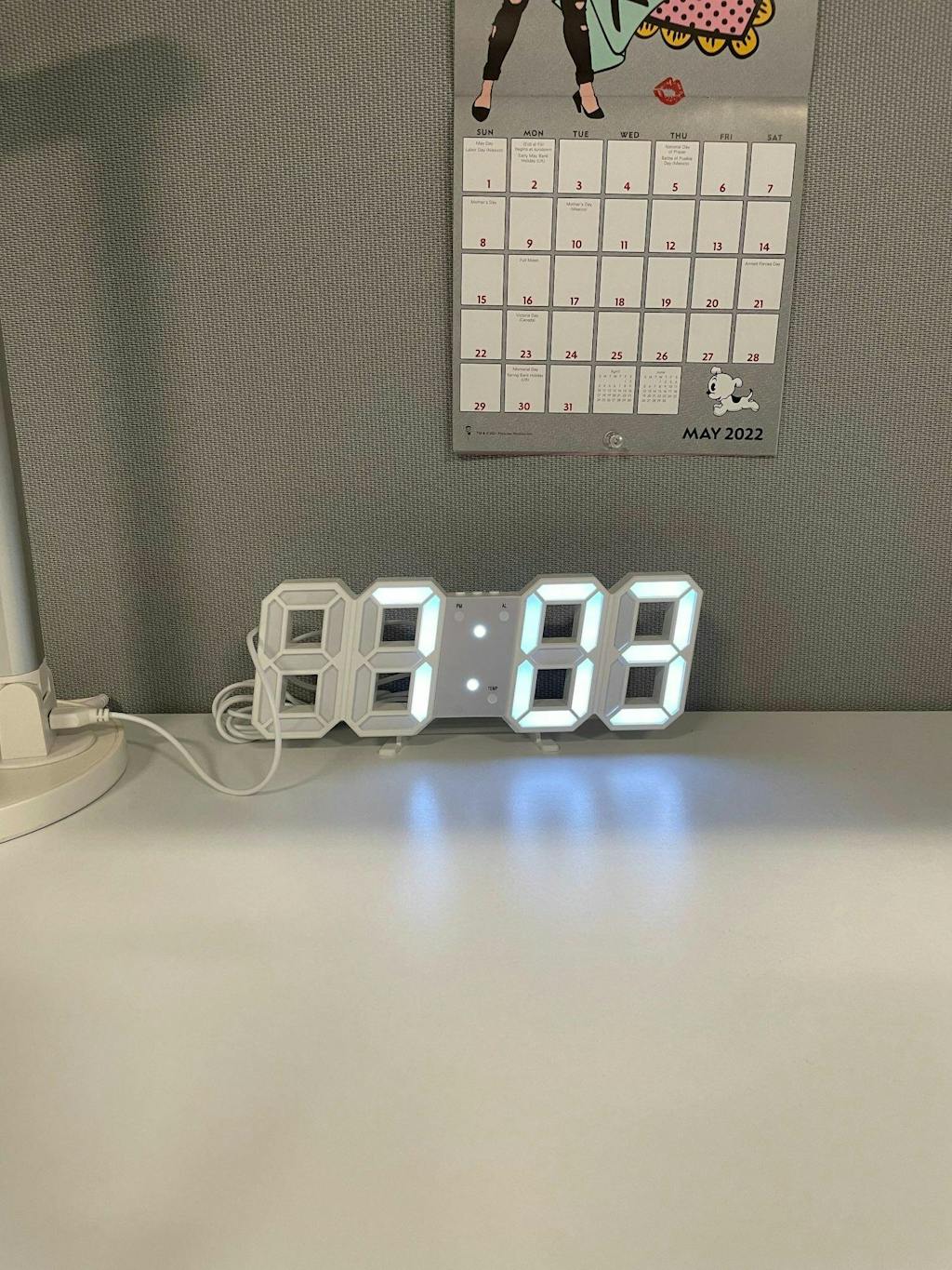 Digital Wall/Table Alarm Clock | white aesthetic digital clock