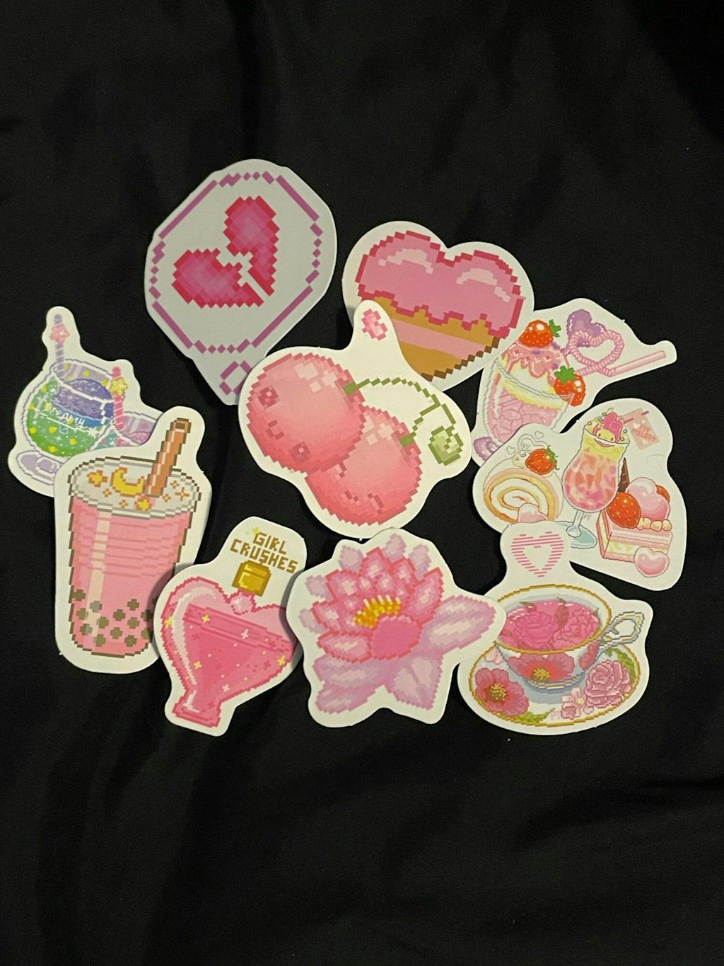 Pink Pixeled Sticker Pack | aesthetic stickers | roomtery