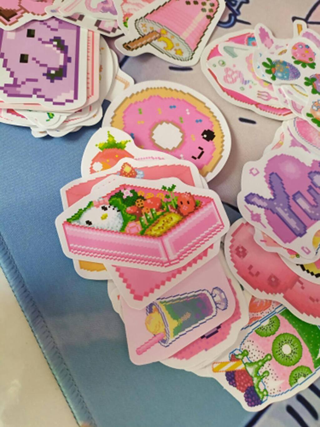 Pink Pixeled Sticker Pack | aesthetic stickers | roomtery