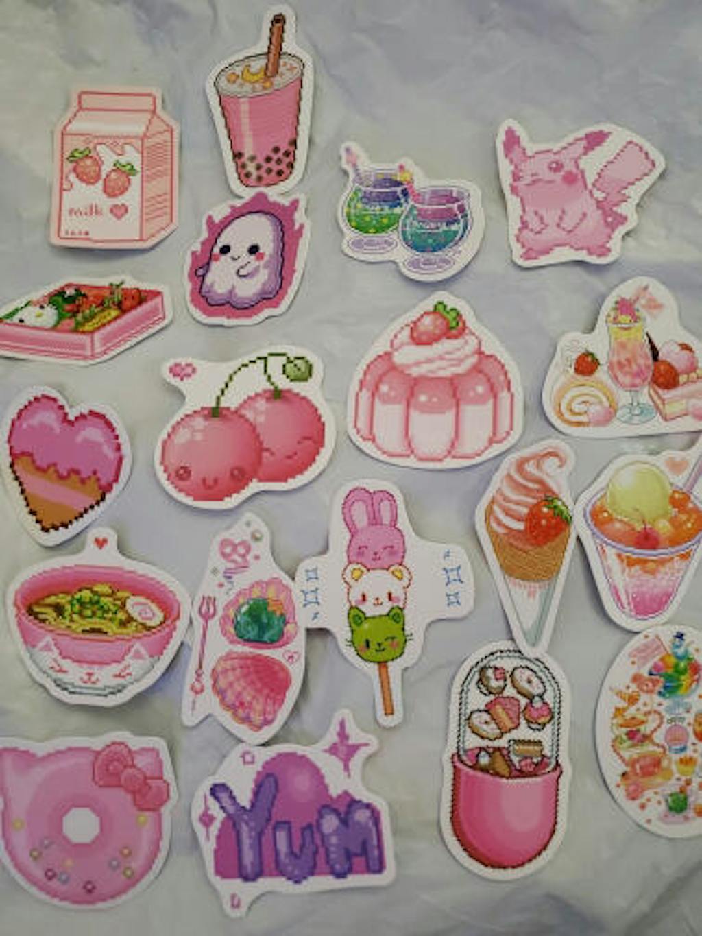 Pink Pixeled Sticker Pack | aesthetic stickers | roomtery