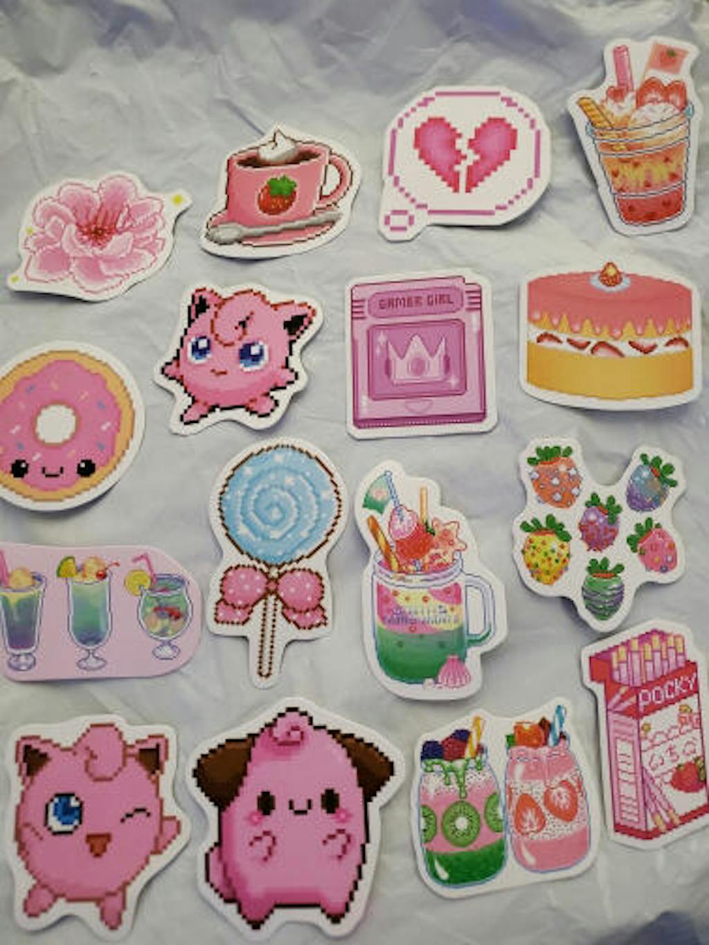 Pink Pixeled Sticker Pack | aesthetic stickers | roomtery