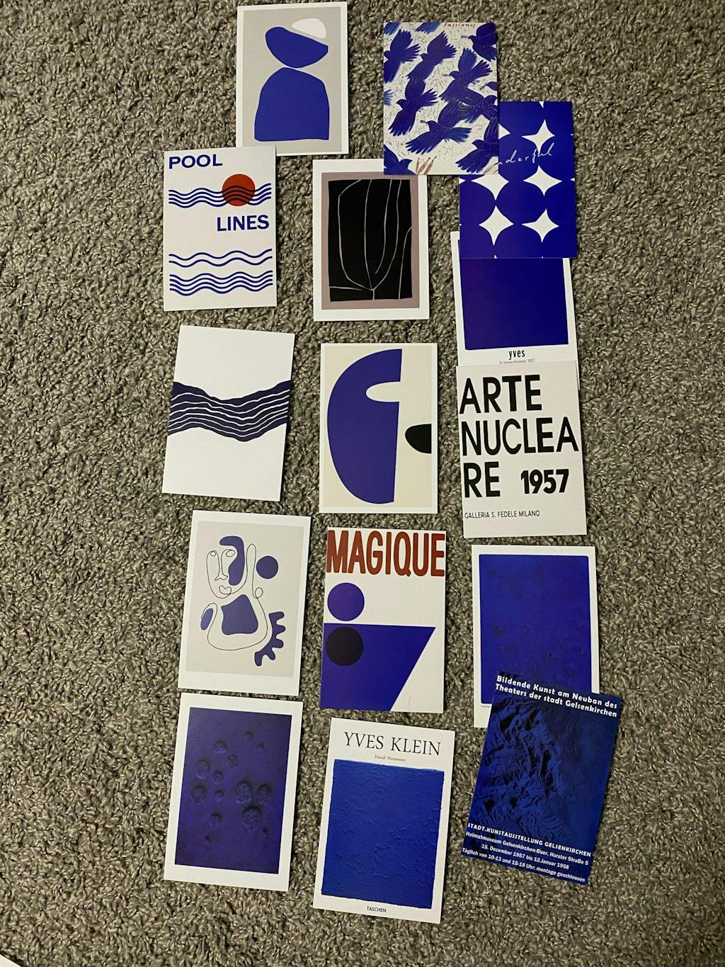 French Blue Prints Wall Collage Postcards - Shop Online on roomtery