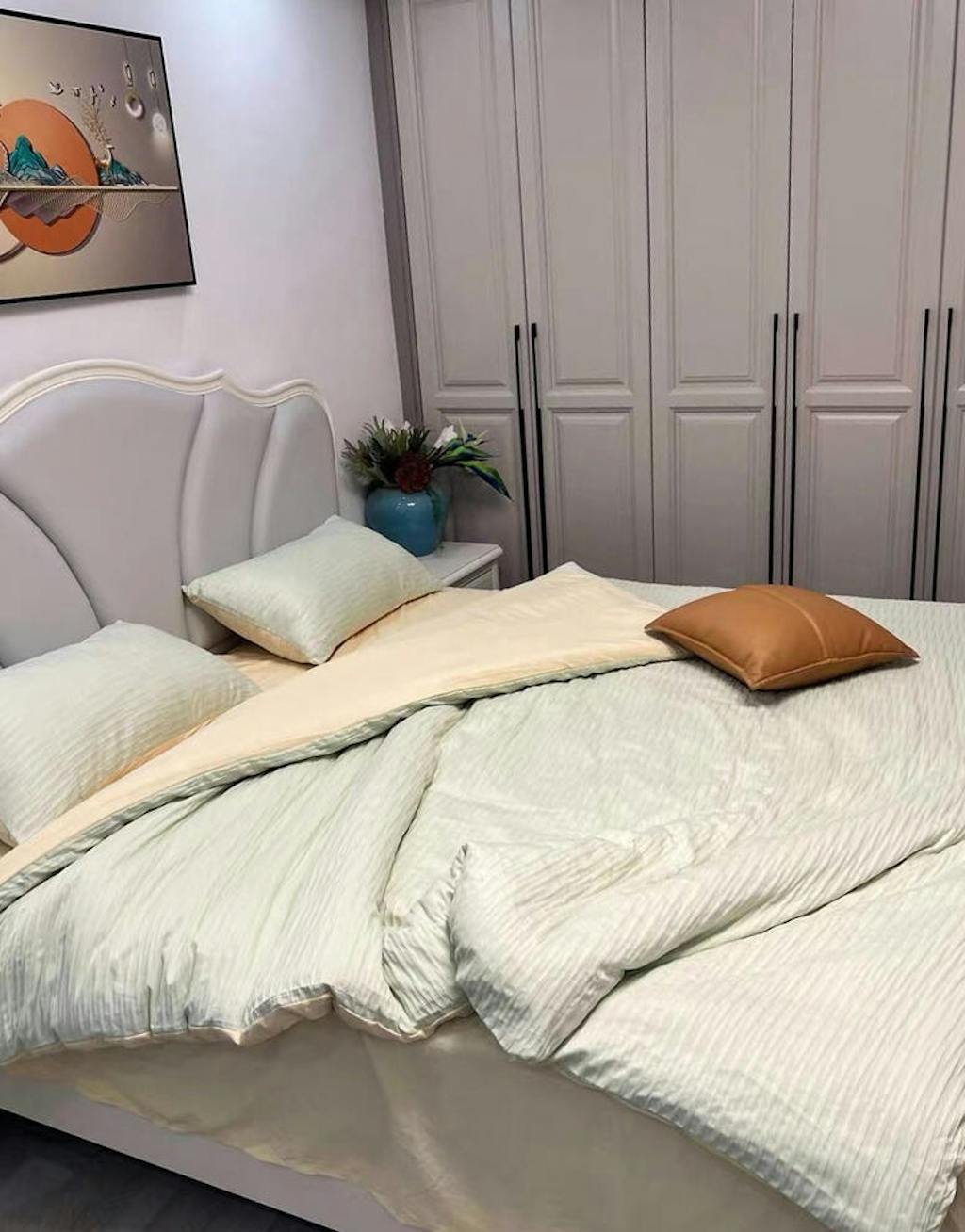 Seersucker Fabric Bedding Set | Aesthetic Bedding - roomtery