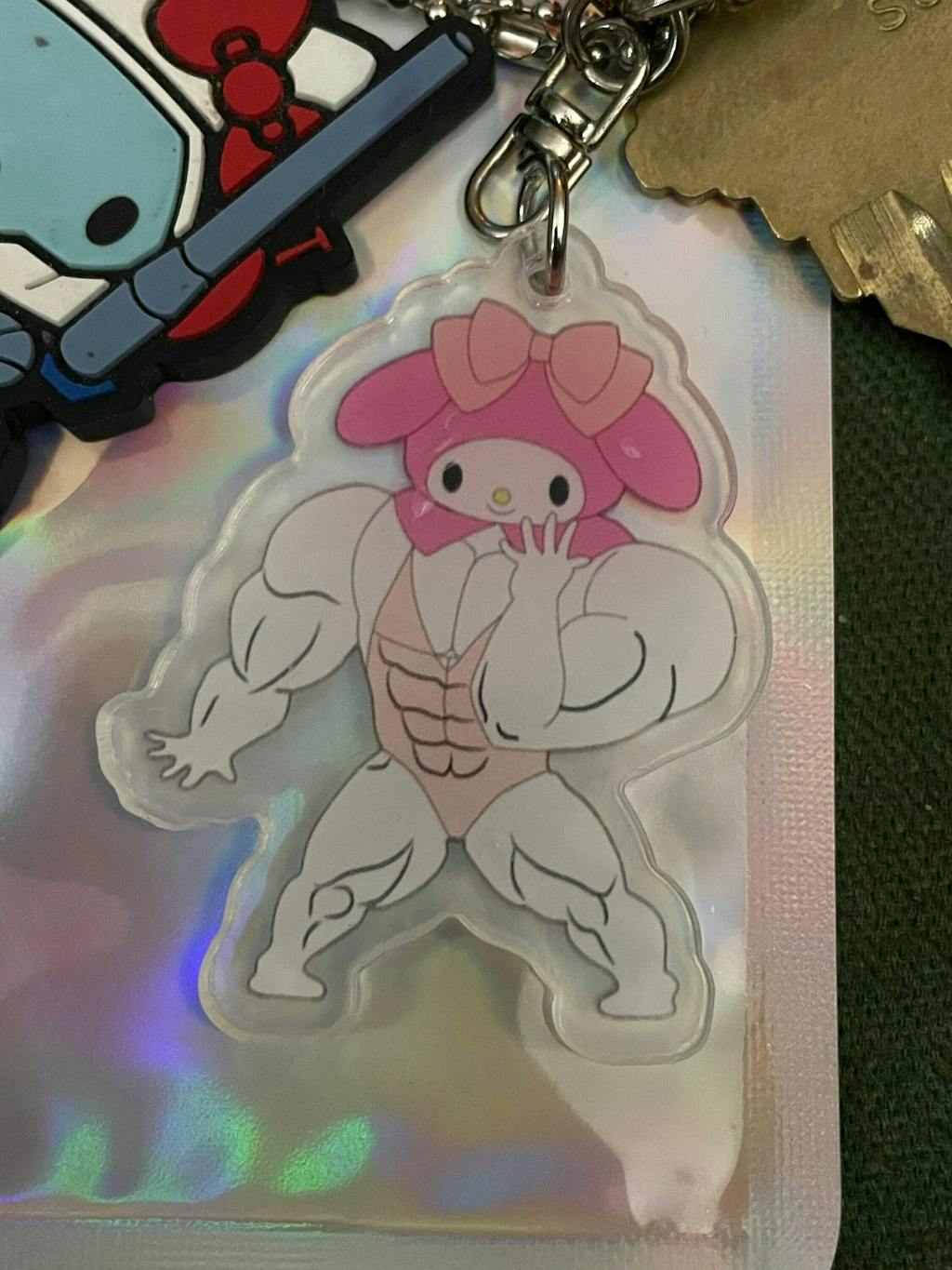 Buff Sanrio weightlifting keychain muscled | buff cinnamoroll | health ...