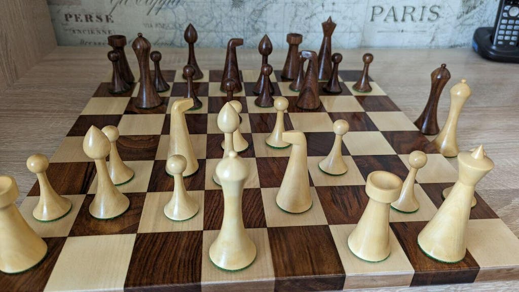 3.6" Herman Ohme Minimalist Chess Pieces Only Set - Golden Rosewood