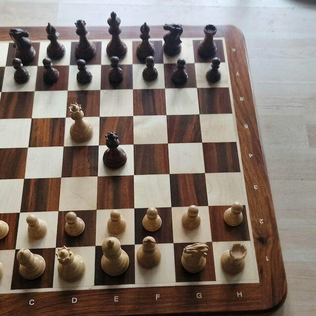 21" Large Chess board - Golden Rosewood & Maple - Algebraic Notations