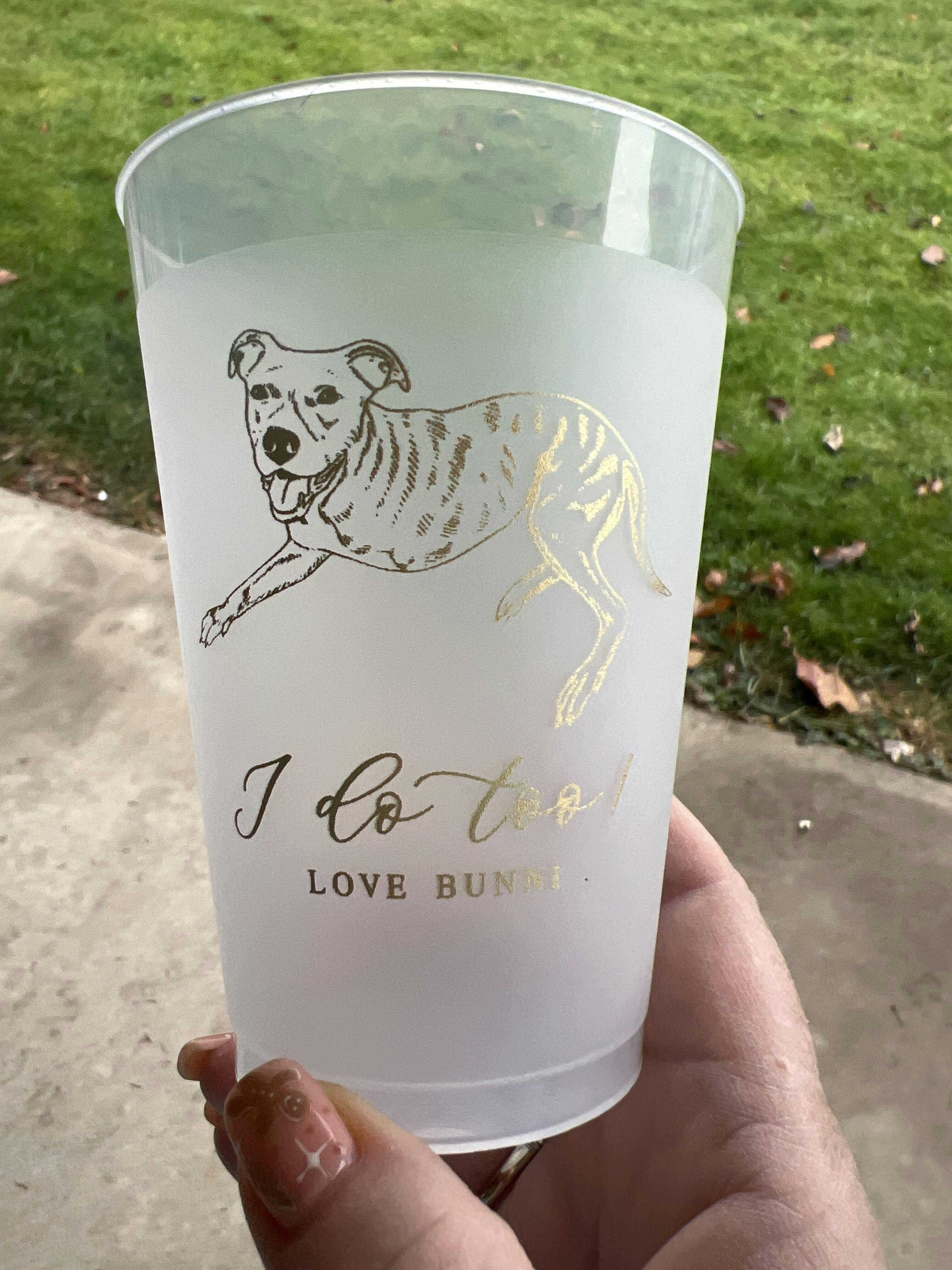 Illustrated Pet Wedding Frosted Plastic Cups – Rubi and Lib Design Studio