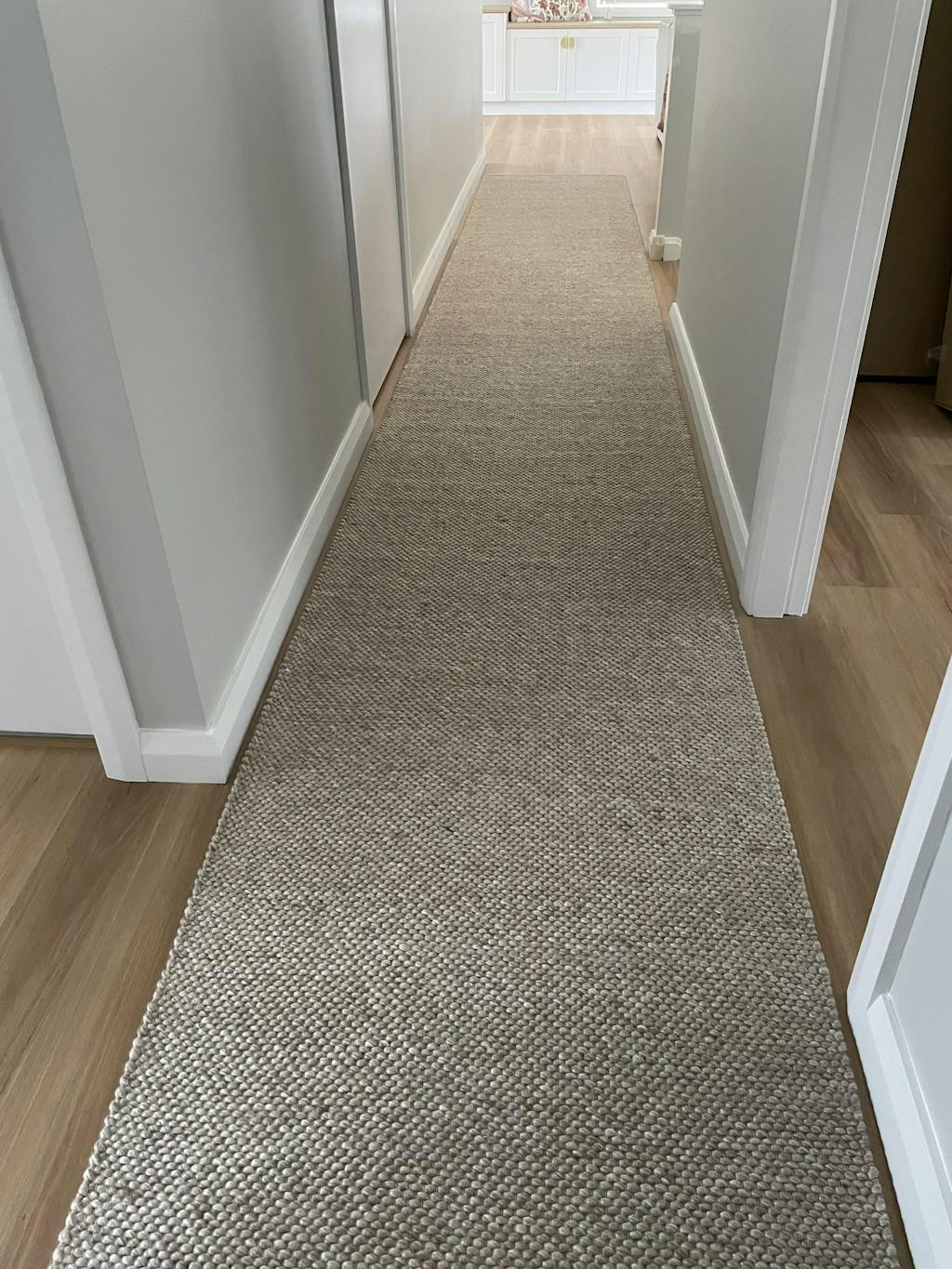 Dropletts Handmade Wool Hall Runner | Beige | Custom Length x 80cm Wid ...