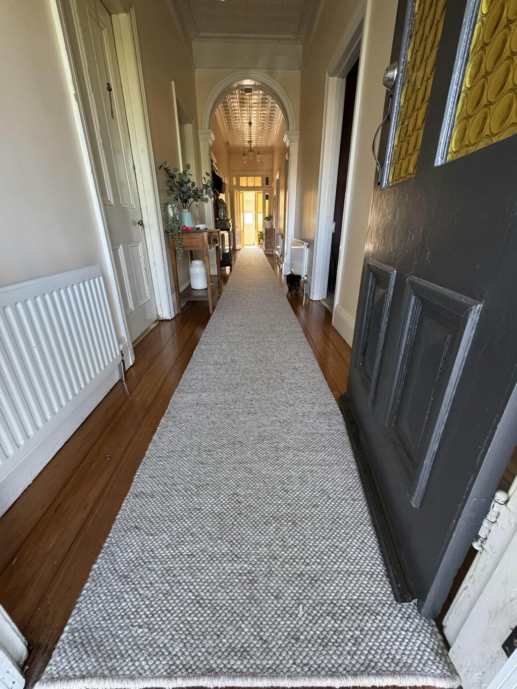 Dropletts Handmade Wool Hall Runner | Beige | Custom Length x 80cm Wid ...