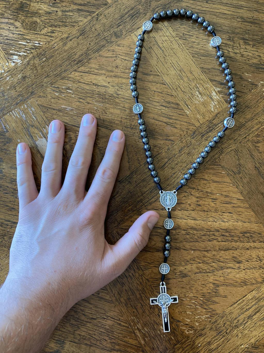St. Benedict Rosary | Rugged Catholic Rosary | Heavy Hematite Beads ...
