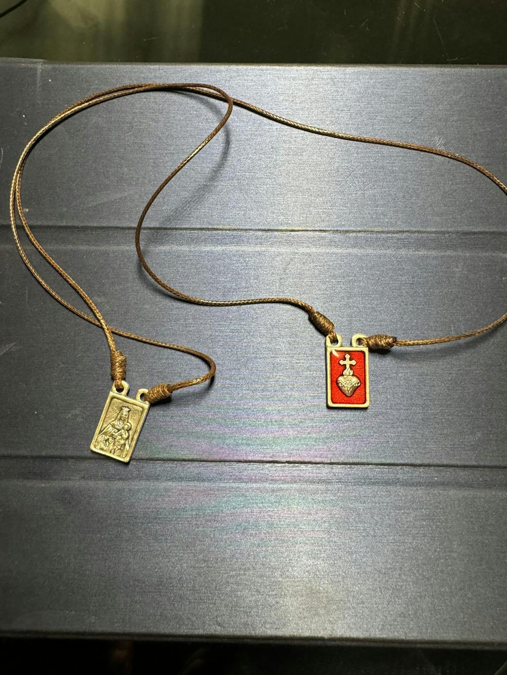 Red Enamel Scapular with Brown Wool Inserts - Catholic Gear - Rugged ...