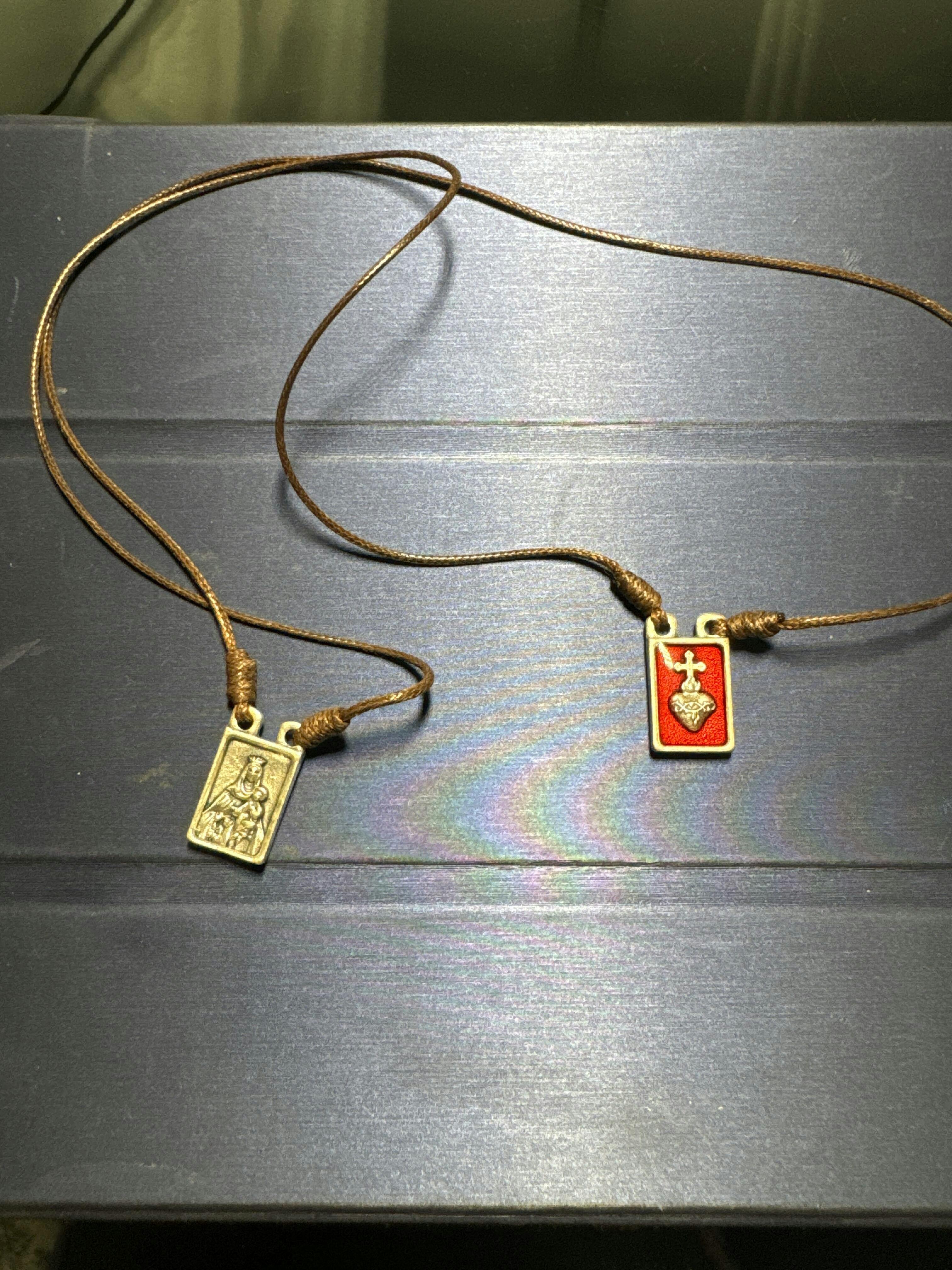 Red Enamel Scapular with Brown Wool Inserts - Catholic Gear - Rugged ...