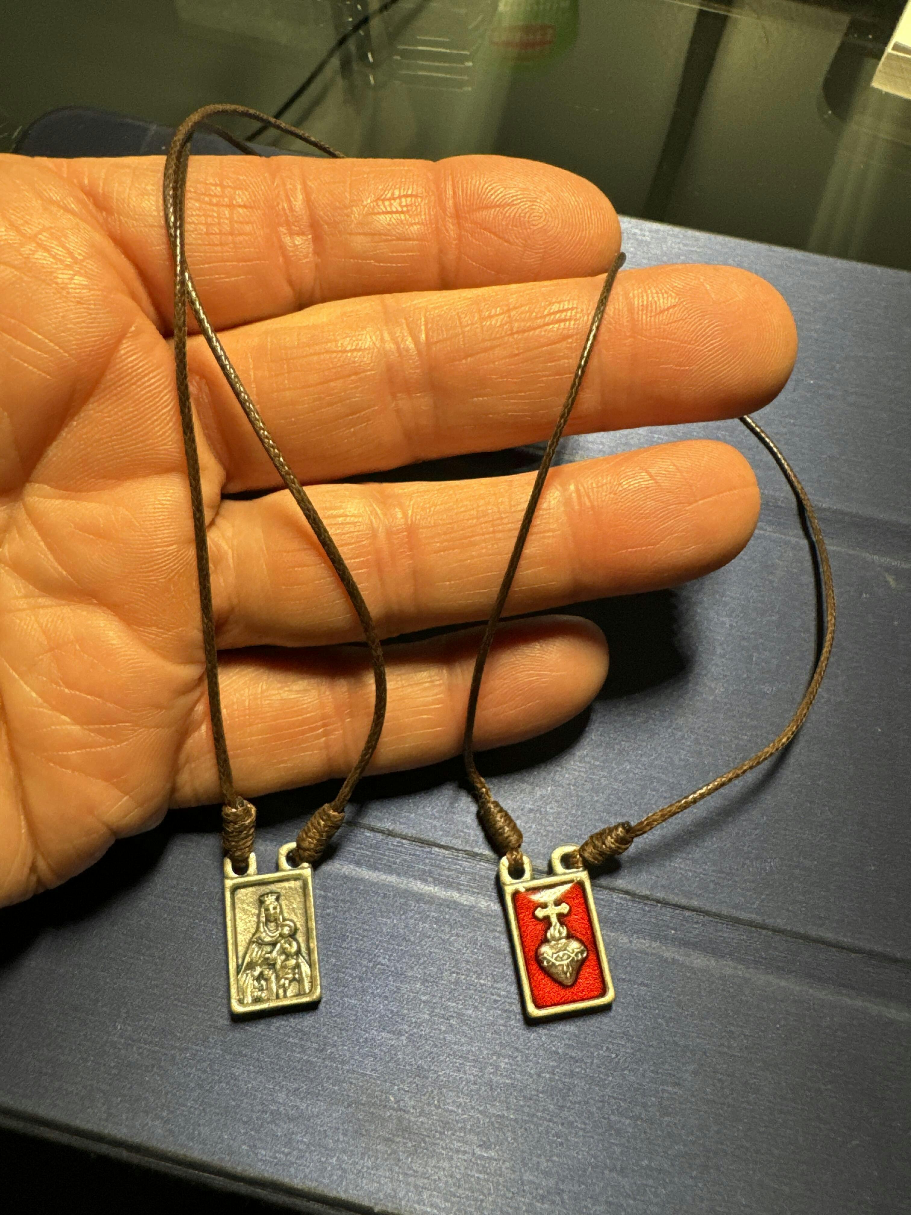 Red Enamel Scapular with Brown Wool Inserts - Catholic Gear - Rugged ...