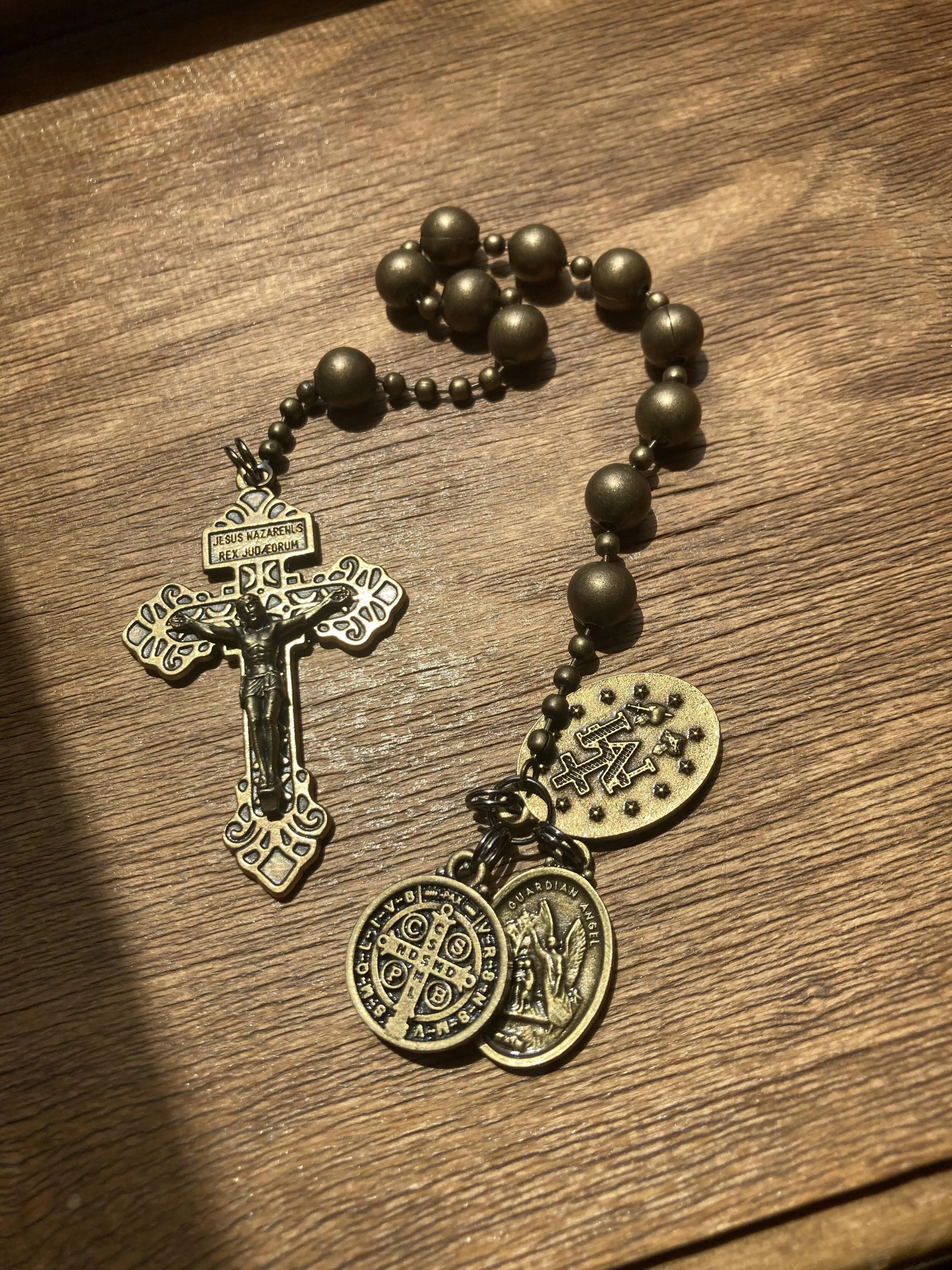 Combat Rosary - Saint Medals - Pocket Size WWI Rosary Unbreakable ...