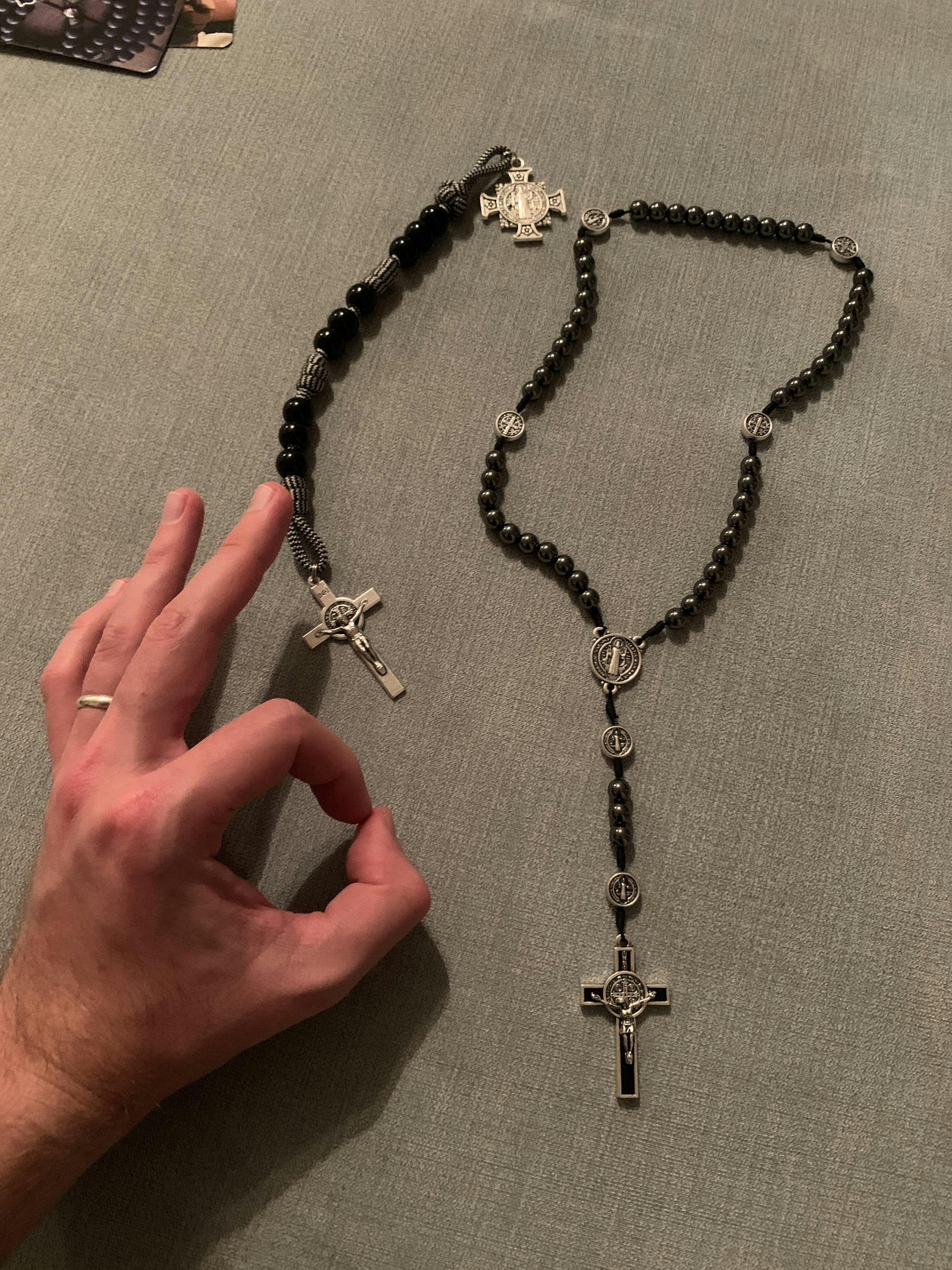 St. Benedict Rosary | Rugged Catholic Rosary | Heavy Hematite Beads ...