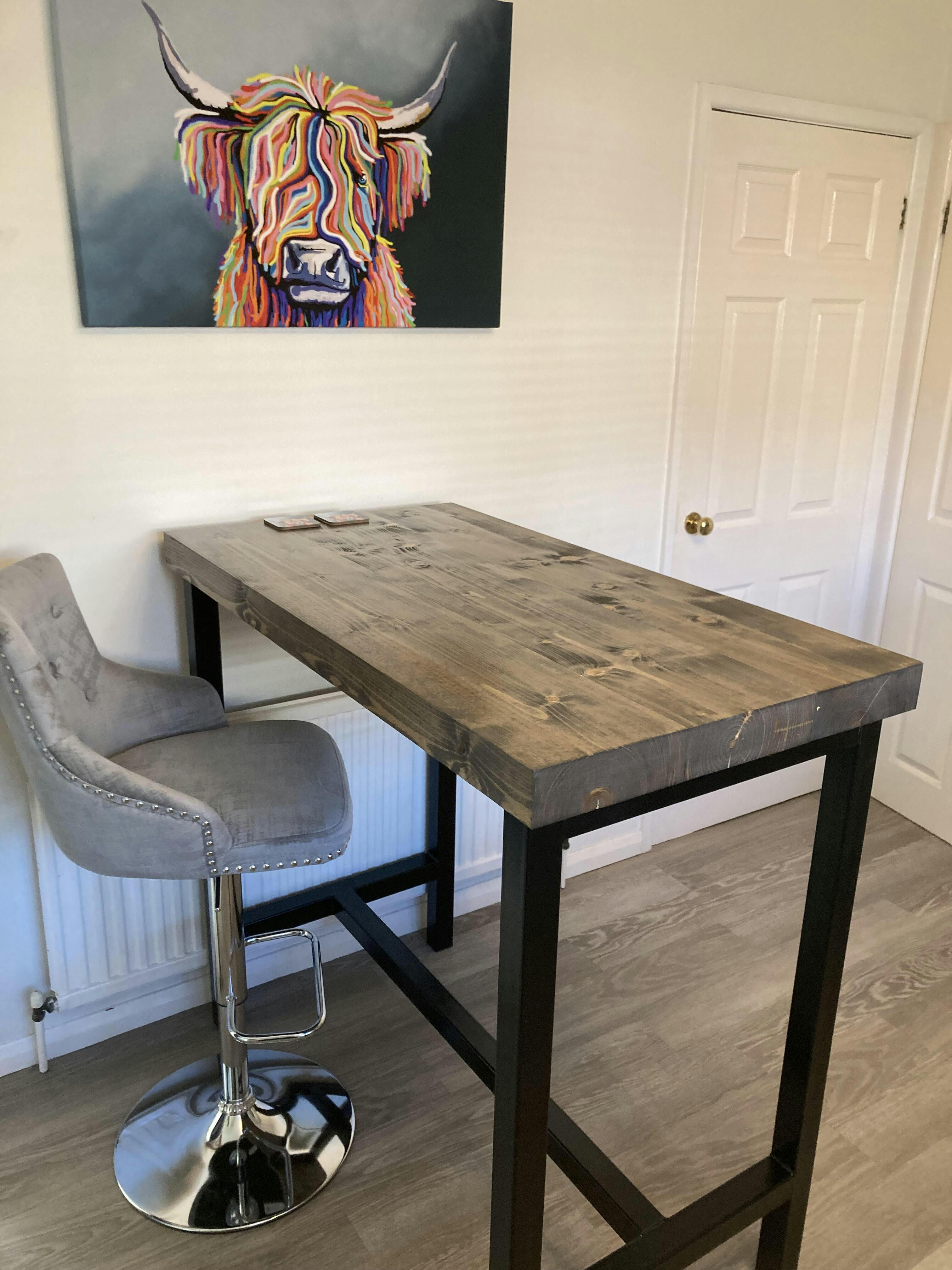 Industrial 4 Seater Chic Tall Poseur Table Bespoke | Rustic Kitchen Ca ...