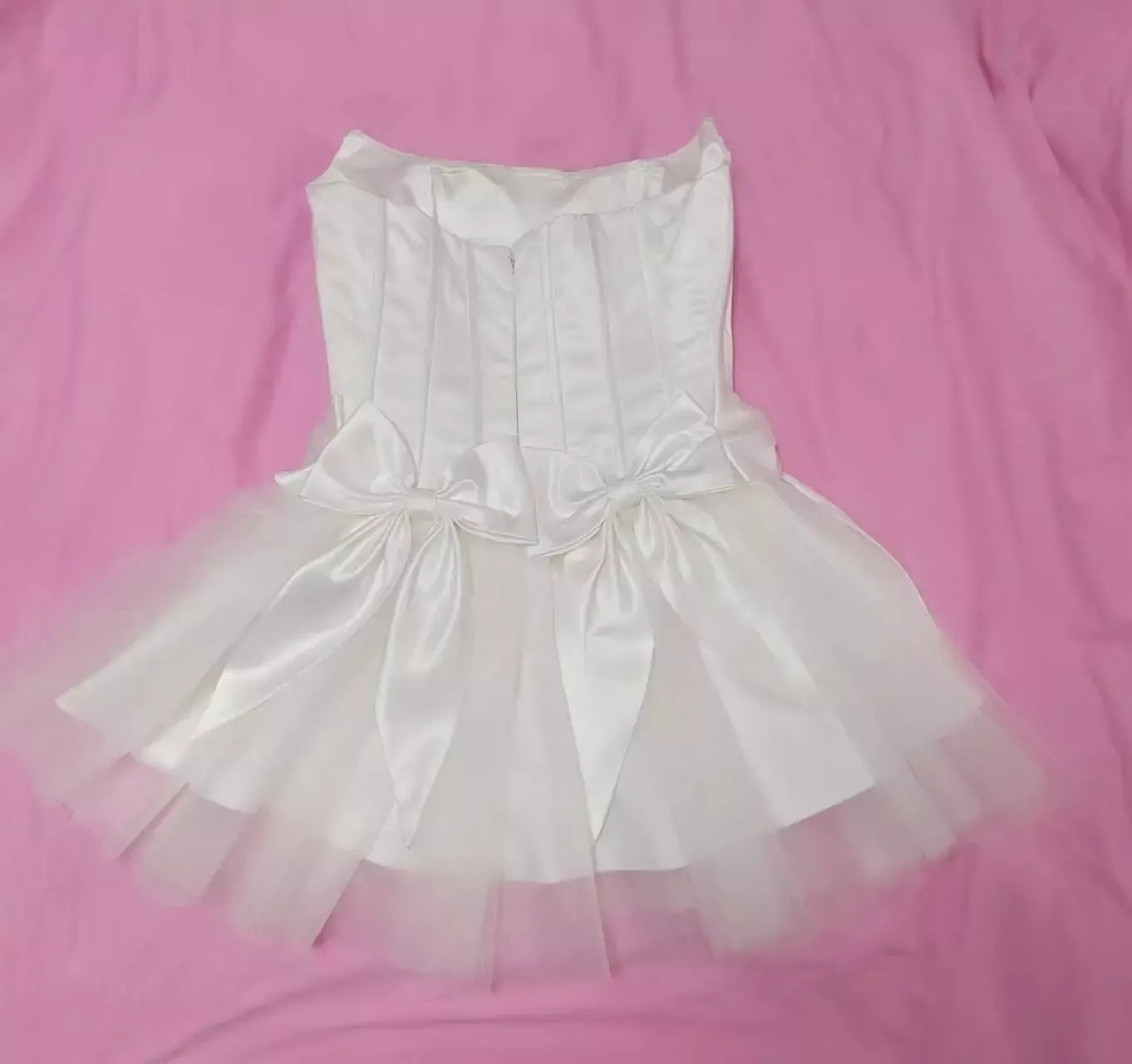 Princess Short Wedding Party Dresses Bow Front Corset Strapless Fitted