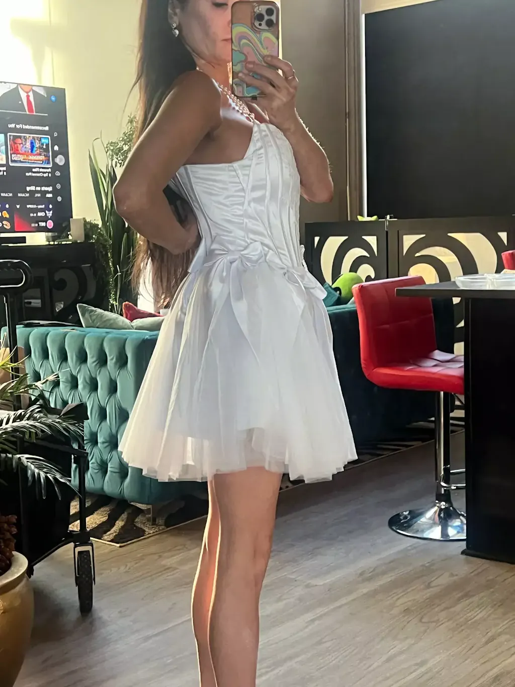 Princess Short Wedding Party Dresses Bow Front Corset Strapless Fitted