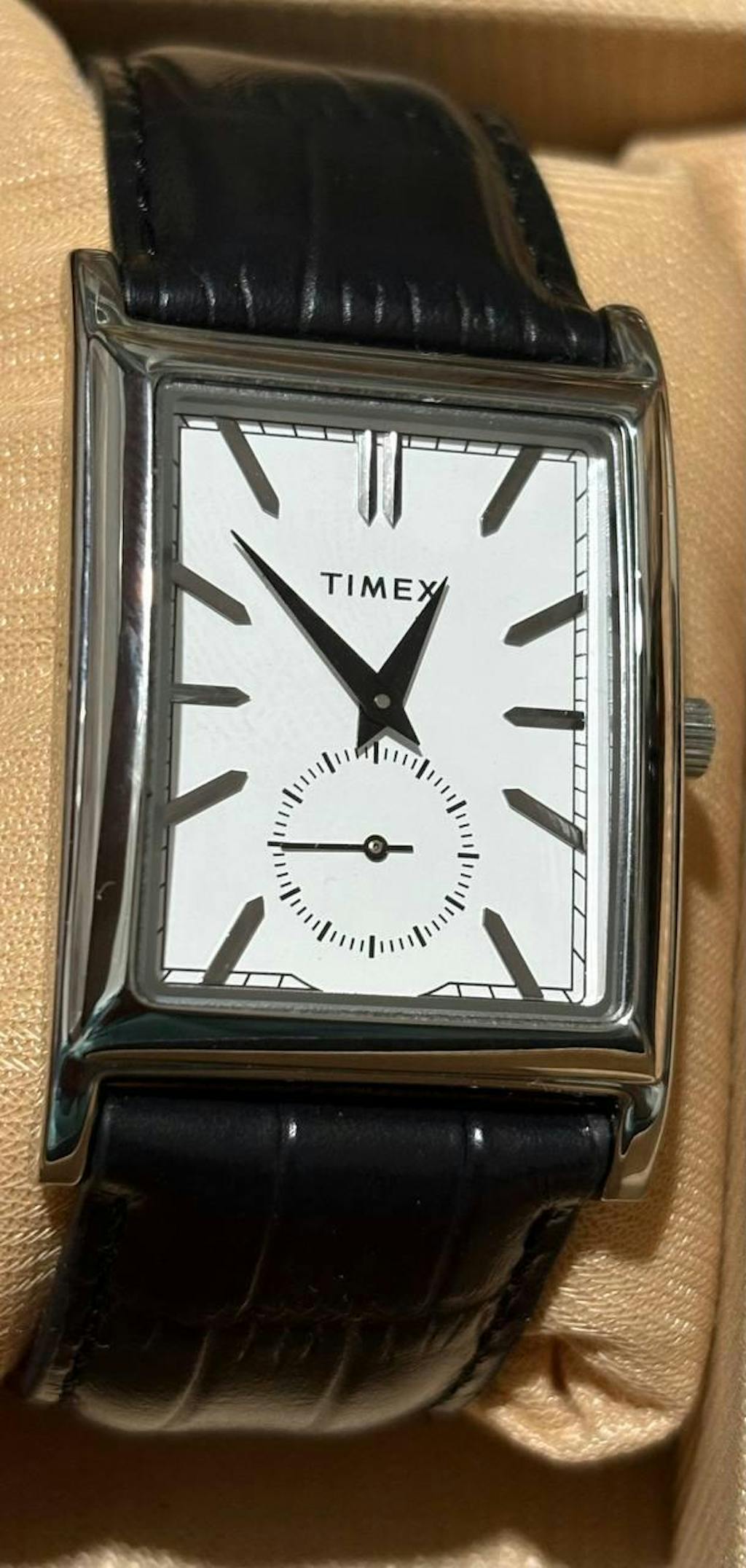 Timex Rene Retro Tank Style White Glossy Dial Men's Watch - TW000L522 ...