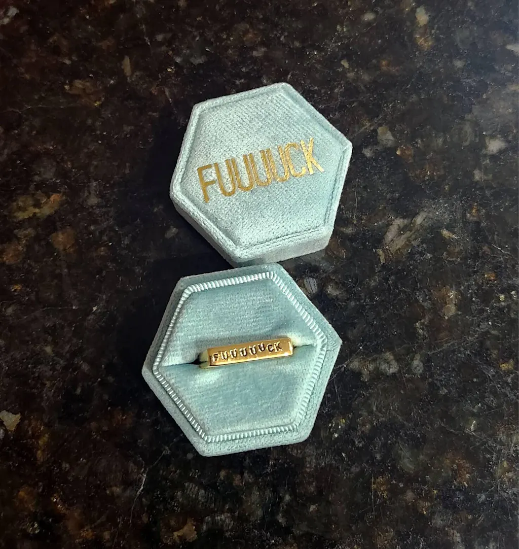 FUUUUUCK Gold Plated Flat Top Ring - Salt and Sparkle
