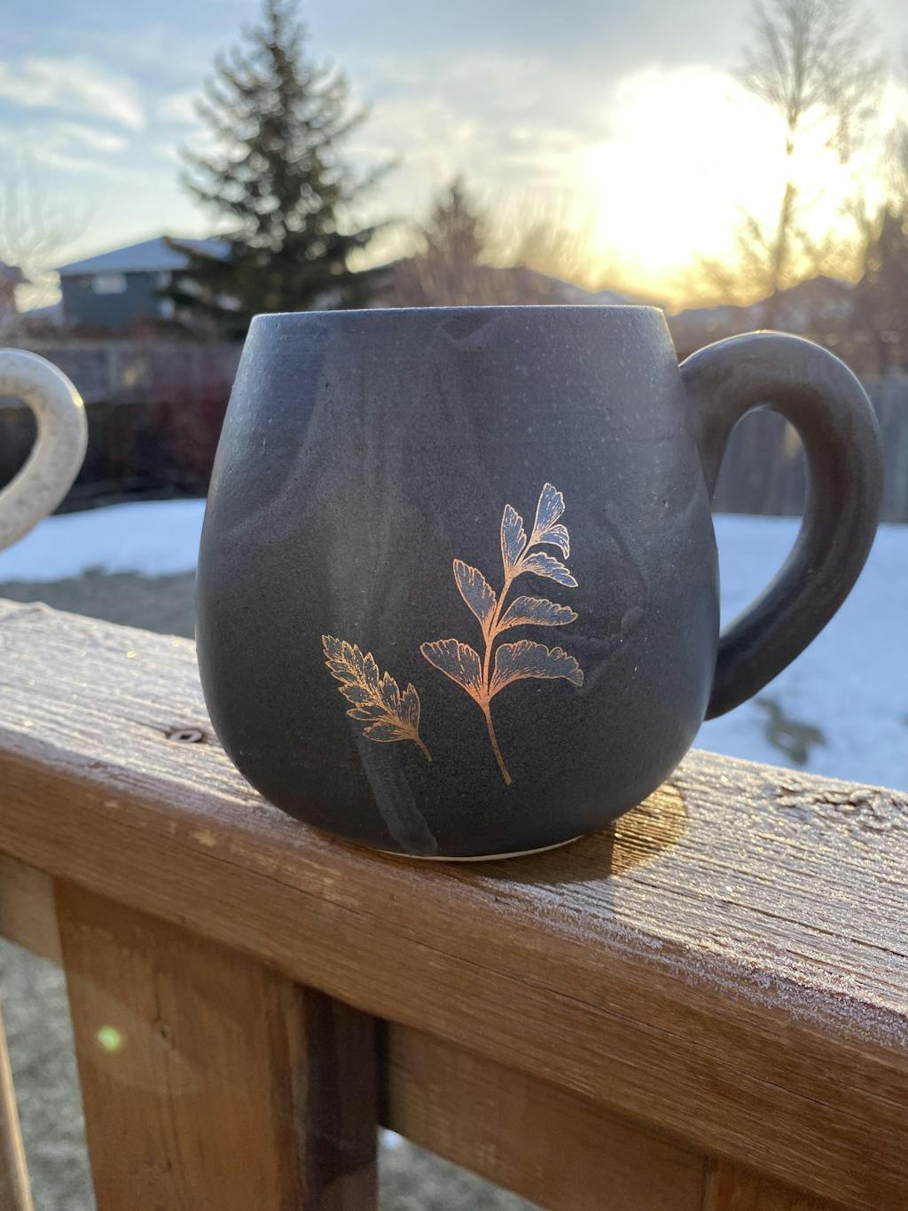 Gold Ceramic Decal - Teal & Gold - Leaf - Sanbao Studio - ChinaClayArt