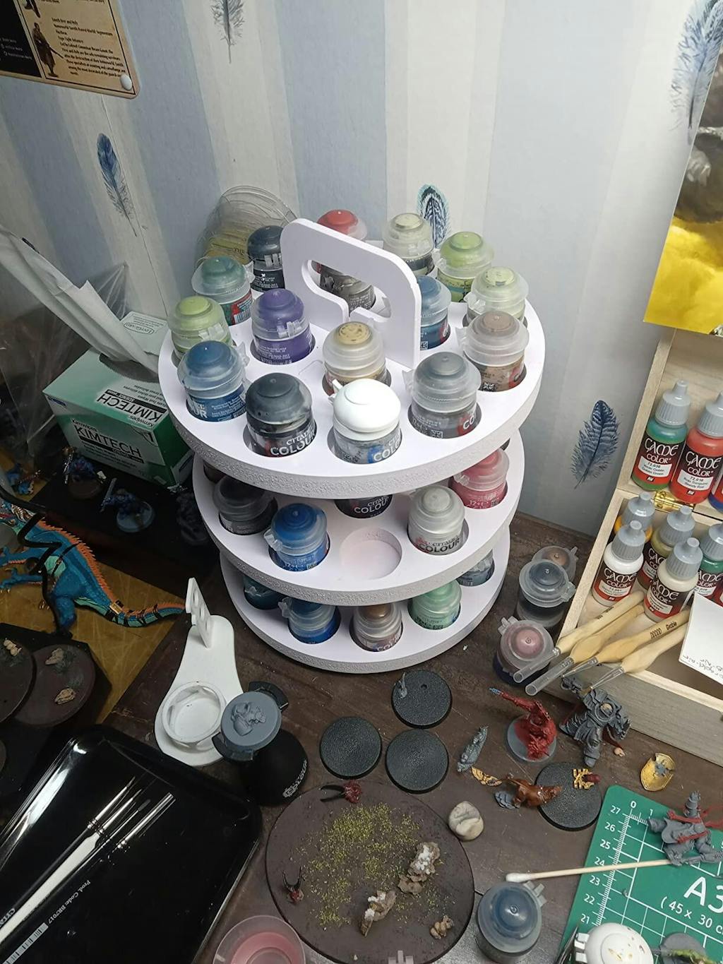 3-Tier Spinning Paint Organizer Rack for Citadel Paints Bottles – Sanfurney